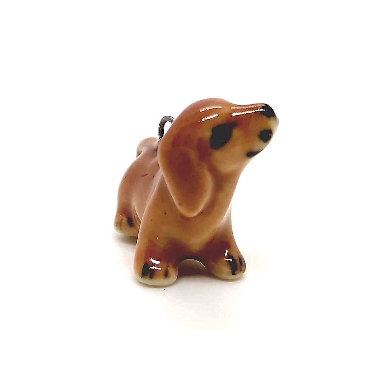 SSJSHOP Dachshund Dollhouse Small Figurines Hand Painted Ceramic Animals Dog Lover Collectible Gift Home Garden Decor (Pendent), Black