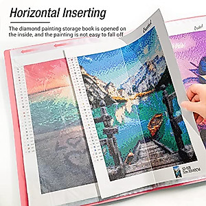 Bougimal Diamond Painting Storage Book, Diamond Painting Accessories with 20 Pocket up to 40 Pics, Diamond Art Accessories and Tools for Artwork Display and Protection, A3 12x16 Inches, Pink