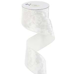 MEEDEE White Crushed Velvet Ribbon 2.5 Inch Velvet Wired Ribbon Crushed Velvet Christmas Ribbon 10 Yards White Velvet Ribbon for Christmas Tree Decoration, Wreath Supplies, Crafts Bow Making