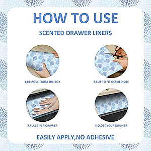 Cotton Scented Drawer Shelf Liners - Scent-hi 6 Sheets Fragrant Drawer Paper Liners for Dresser, Shelf, Cabinet, Dresser, Closet, Shoe Chest, Vanity, Scented Gift Set