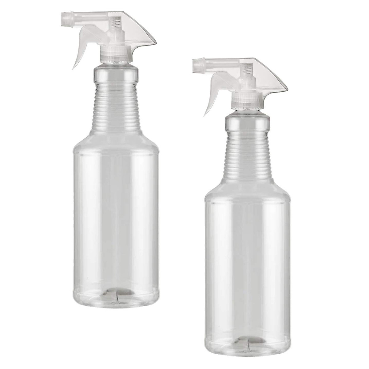 32 Oz All-Purpose Spray Bottles, Empty/Reuseable, Heavy Duty, Clear PET Plastic, Trigger Sprayer, Industrial Size, Chemical Resistant, Made in USA (2 Pack, Clear)