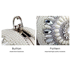 ZLXDP Tassel Evening Round Ball Bag Beaded Pearl Crystal Purse Wedding Shoulder Wristlets Party Clutches Handbag (Color : Gray, Size : 1)