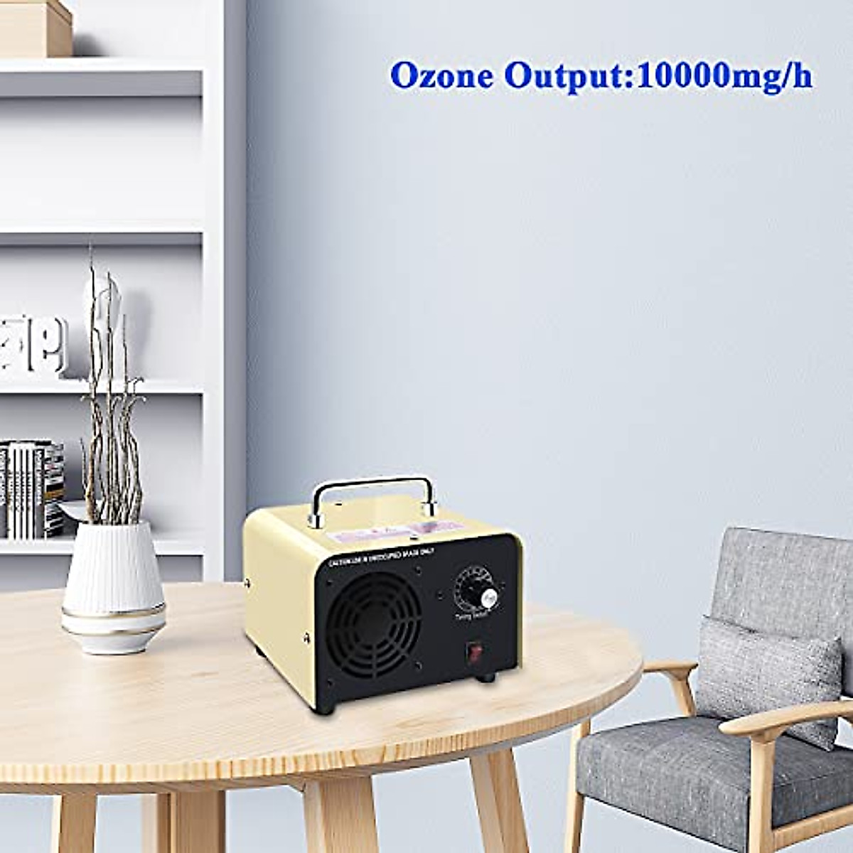 Commercial Ozone Generator, 10,000mg/h Industrial Ozonator Deodorizer Ozone Machine Odor Remover, for Room Home Bar Farms Cars and Pets Powerful Cleaning (Yellow)