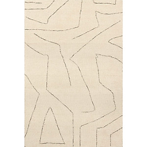 Rugs USA x Arvin Olano Mulholland Textured Wool Area Rug Area Rug, 9x12, Cream