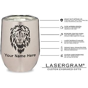 LaserGram Double Wall Stainless Steel Wine Glass Tumbler, Flag of Puerto Rico, Personalized Engraving Included (Stainless Steel)
