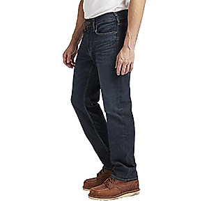 Authentic by Silver Jeans Men's The Athletic Fit Tapered Leg Jeans, Dark Rinse, 32W x 30L