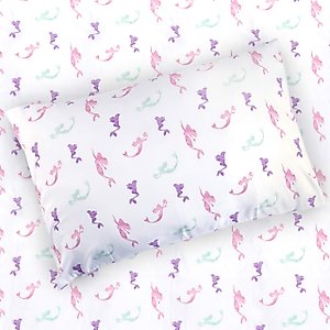 Kids Rule 3-Piece Mermaid Sheet Set | 1 Twin Flat Sheet, 1 Twin Fitted Sheet & 1 Queen Pillowcase | 100% Softly Brushed Microfiber Polyester | Soft, Smooth & Durable | Ideal for Kids | Multicolor