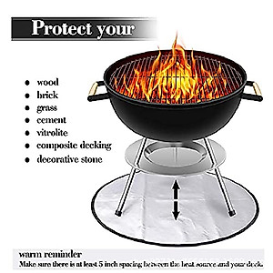 Zorxu Fire Pit mat Deck Protector 36 Inch Gas BBQ Fireproof Mat Heat Resistant Mat Grill Mat Decking Protector Pad and Splatter Mat Protect Your Deck, Grass, Garden, Campsite (36 inch)