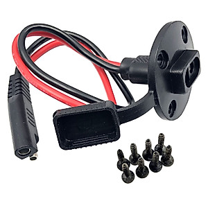 FainWan 2pcs SAE Power Socket Sidewall Port, Weatherproof SAE Quick Connect Solar Panel Mount Universal Flush-Mountable Connector, 12AWG SAE Cable with 8 Screws for Solar Generator Battery Charger