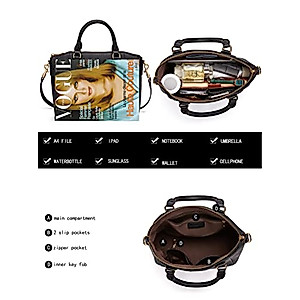 Satchel Handbags For Women Genuine Leather Shoulder Tote Handbags With Adjustable Strap (Black)