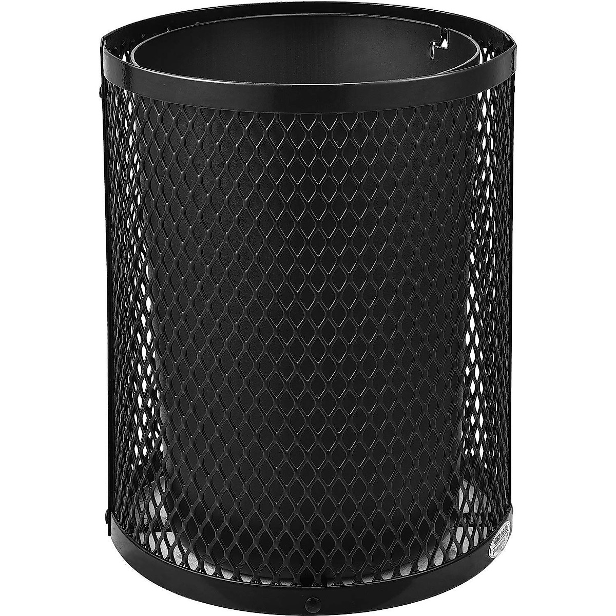 Global Industrial Thermoplastic Coated Mesh Receptacle w/Flat Lid, 36 Gallon, Black