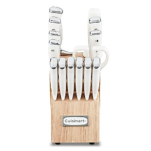 Cuisinart 15-Piece Knife Set with Block, High Carbon Stainless Steel, Forged Triple Rivet, Natural C77CTR-15P