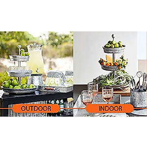 BELMAKS Tiered Tray 3 Tiered Stand Three Tear Serving Tray Farmhouse Cupcake Stand Cupcake Stand Galvanized Metal Tier Tray Three Tier Tray Farmhouse Galvanized Tiered Serving Stand Three Tier Tray