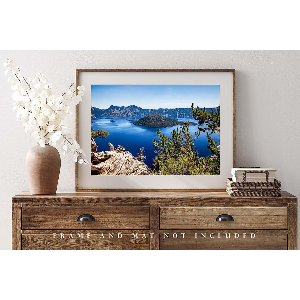 Pacific Northwest Photography Print (Not Framed) Picture of Crater Lake on Summer Day in Oregon Cascade Mountains Wall Art Nature Decor (5" x 7")