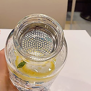 30oz Borosilicate Glass Water Bottle with Handle, Leak-Proof Stainless Steel Lid, Wide Mouth, with Infuser Leak, Pink