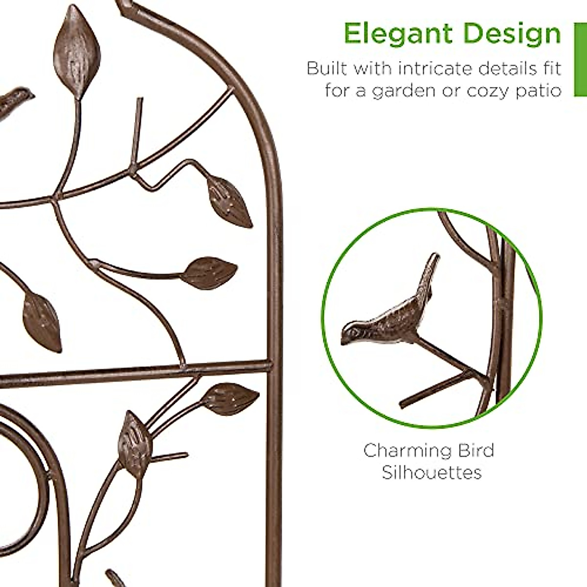 Best Choice Products 60x15in Iron Garden Trellis, Arched Outdoor Decoration w/Branches, Birds for Lawn, Garden, Backyard, Climbing Plants - Bronze