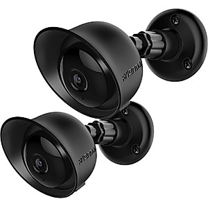 Adjustable Durable Plastic Wall Mount Outdoor Indoor Bracket and Silicone Cover Skins Protective Case for Yi Home Camera 1080p/ 720p (Black, 2 Pack)