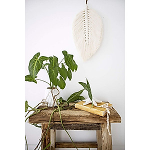 Macramé Wall Hanging Leaf Feather | Wall Décor Boho Modern Décor | Large Macramé Feather 18" x 9" Room Décor for Girls Bedroom Nursery Bohemian Décor