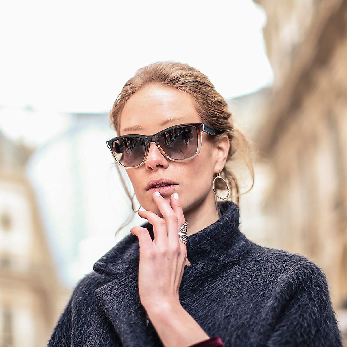 MEETSUN Polarized Sunglasses for Women Men Classic Retro Designer Style (Ombre Brown Frame/Gradient Lens, 54)