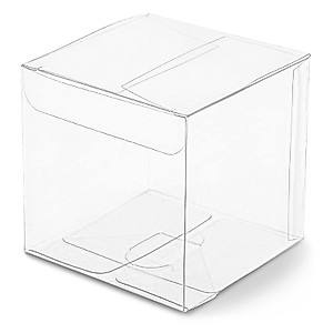 Juvale 50-Pack Clear Gift Boxes - 3x3x3 In Square Plastic Transparent Favor Boxes for Wedding, Baby Shower, Birthday Party