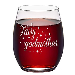 Fairy Godmother Stemless Wine Glass, Godmother Wine Glass from Godchildren, Mother’s Day Wine Glass for Women, Wife, Mom, New Mom, Mom to be