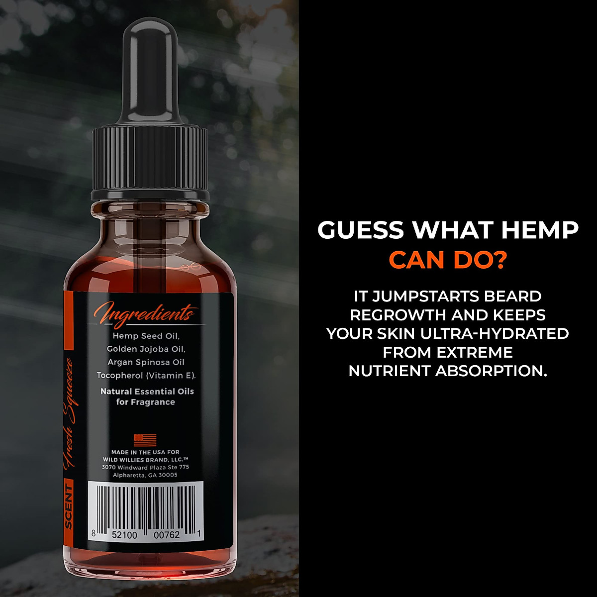 Wild Willies Enriching Beard Oil Soften, Shape & Shine Your Hair - Fresh Squeeze Citrus Scent - Pure Hemp Seed Oil, Jojoba Oil & Argan Oil - Beard Conditioning Oil for Men, 1 Oz