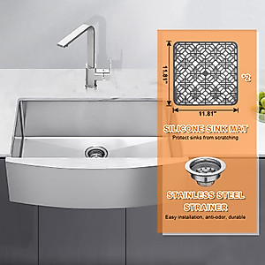 33 Inch Handmade Kitchen Sink Farmhouse Apron Front 18-gauge Stainless Steel Tight Radius, 33" x 22" x 10"