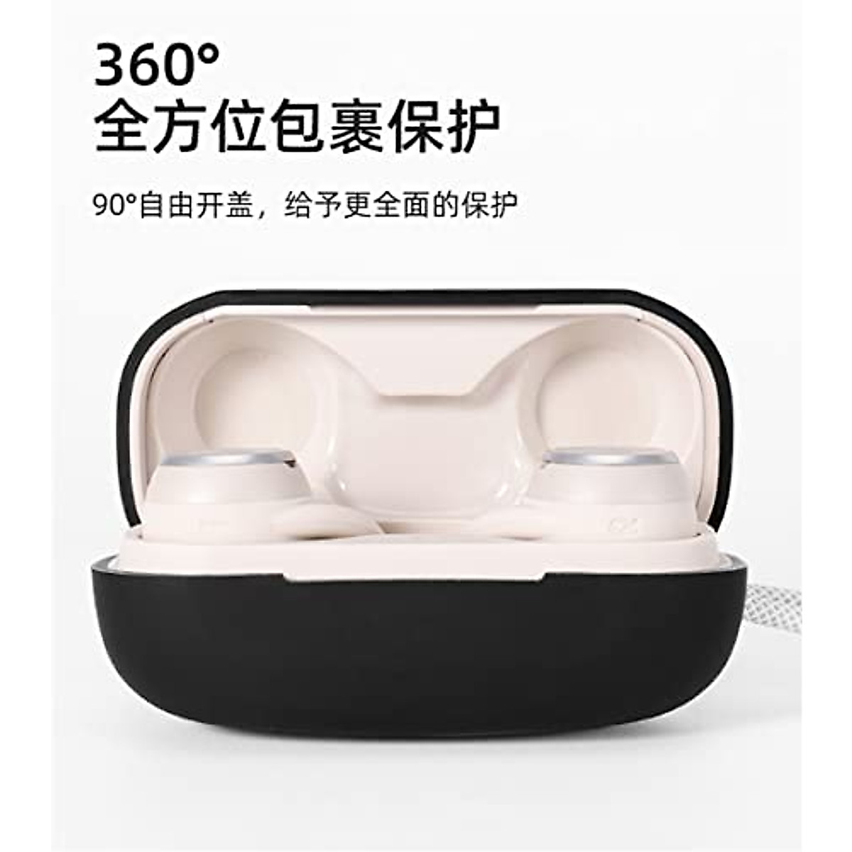 2 Pack DAYJOY Soft Silicone Protective Case Cover Compatible with JBL Reflect Mini NC Earphone, Protective Skin Sleeve(Black+Blue)