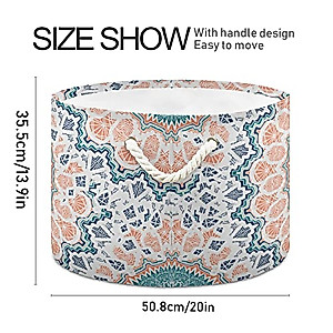 ALAZA Indian Mandala Ethnic Floral Storage Basket Gift Baskets Large Collapsible Laundry Hamper with Handle, 20x20x14 in