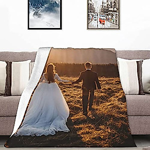 SSKBJTBDW Custom Blanket Personalized Blanket with Photos Text Customized Picture Throw Blanket for Adult Kid Birthday Christmas Halloween New Year Mothers Fathers Valentines Day Gift (50x60)