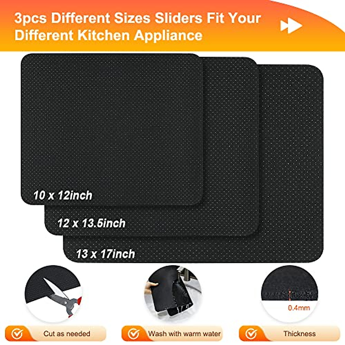 Advantez Heat Resistant Mat for Air Fryer, 3Pcs Multi-size Heat Resistant Mat with Sliders Function, Reusable Kitchen Countertop Protector Mat for Air Fryer Coffee Maker Blender Microwave