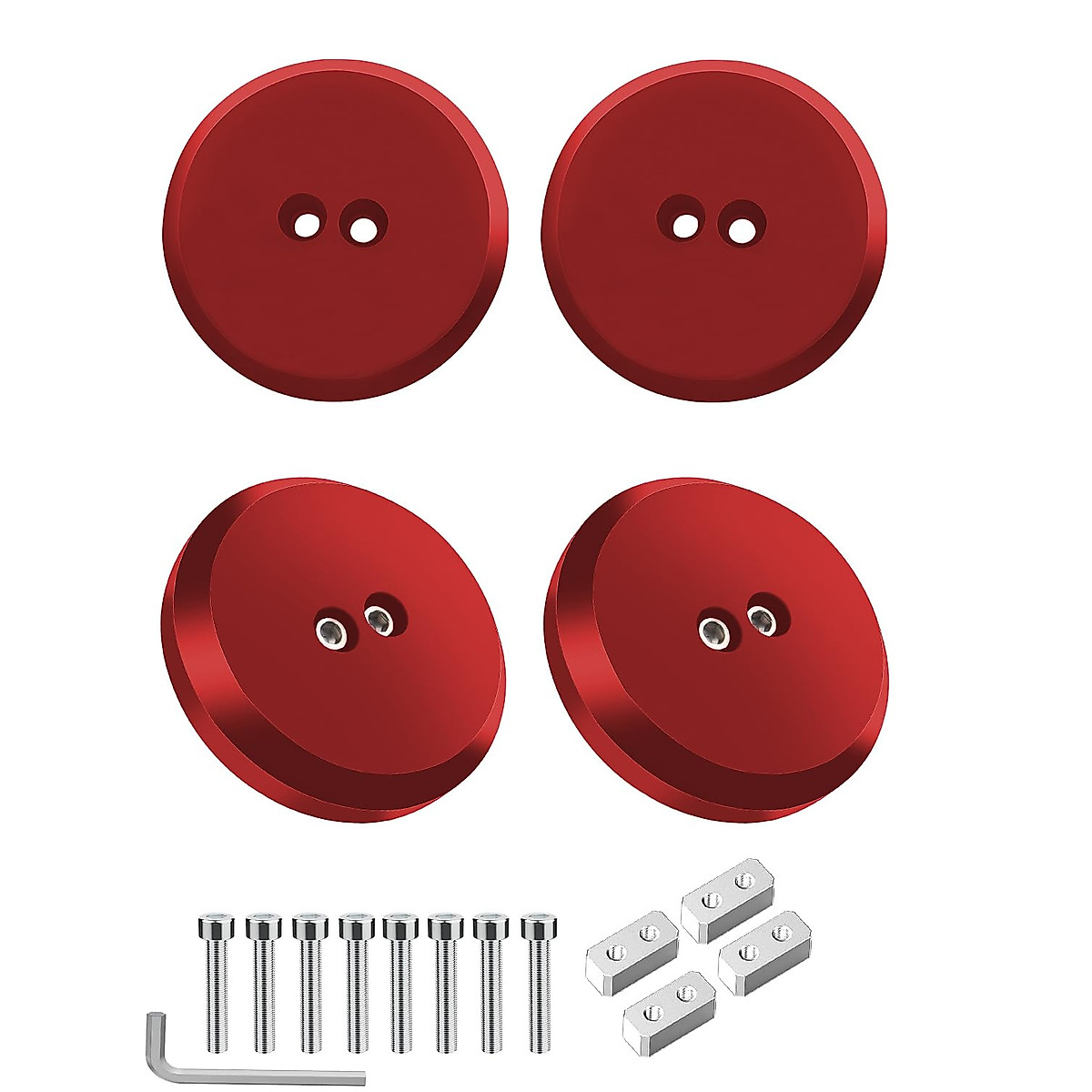 Samman Corvette Jack Pucks Billet Aluminum Jacking Puck Jack Pad Adapter Floor Jack Pad Compatible with 1997-2023 Corvette C5 C6 C7 C8/ Porsche 944 964 993 996 997 911 Boxster Cayman -(4 Pack Red)
