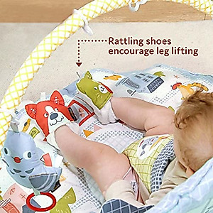 Yookidoo 3-in-1 Urban Baby Gym. Lay-to-Sit Up Play Mat with Tummy Time Pillow and Infant Toys. Easy Fold and Carry. 0-12 Month