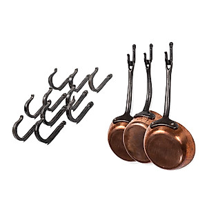 Rustic State Vagon Wall Mount Cast Iron Hooks Coat Towel Bag Hat Hanger Multiuse Entryway Railroad Spike Rack Black Set of 10