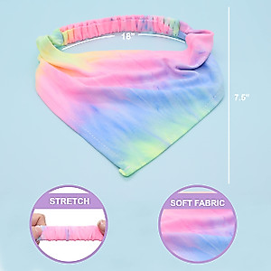 FROG SAC 4 Scarf Headbands for Girls, Bandana Headband Hair Accessories for Kids, Hair Kerchiefs, Soft Stretch Boho Girl Head Bands (Tie Dye)
