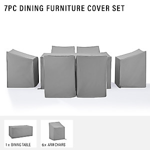 Crosley Furniture Patio Furniture Covers, Waterproof 7-Piece Cover Set for Dining, Outdoor Table and Chairs, Gray