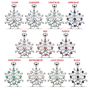 Dark Green Gemstone Fancy Crown Shape 925 Sterling Silver with Stainless Steel Belly Button Navel Rings