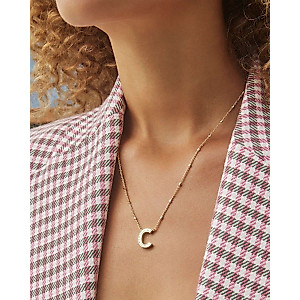 Kendra Scott Letter C Pendant Necklace for Women, Fashion Jewelry, 14k Gold-Plated Brass, Gold Metal, Letter C