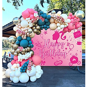 Pink Diamond Sequins Princess Happy Birthday Backdrop Girl Birthday Ball Party Banner Decoration Background Pink Room Birthday Party Photography (5x3FT(150x90cm))