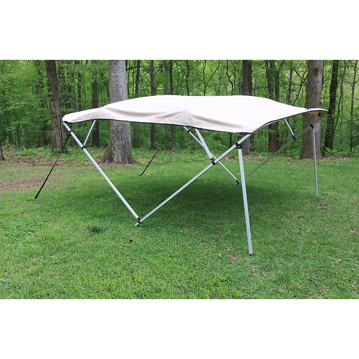 Vortex Direct Tan/Beige Square Tube Frame 4 Bow Bimini Top, 10' Long, 91"-96" Wide, 54" Tall
