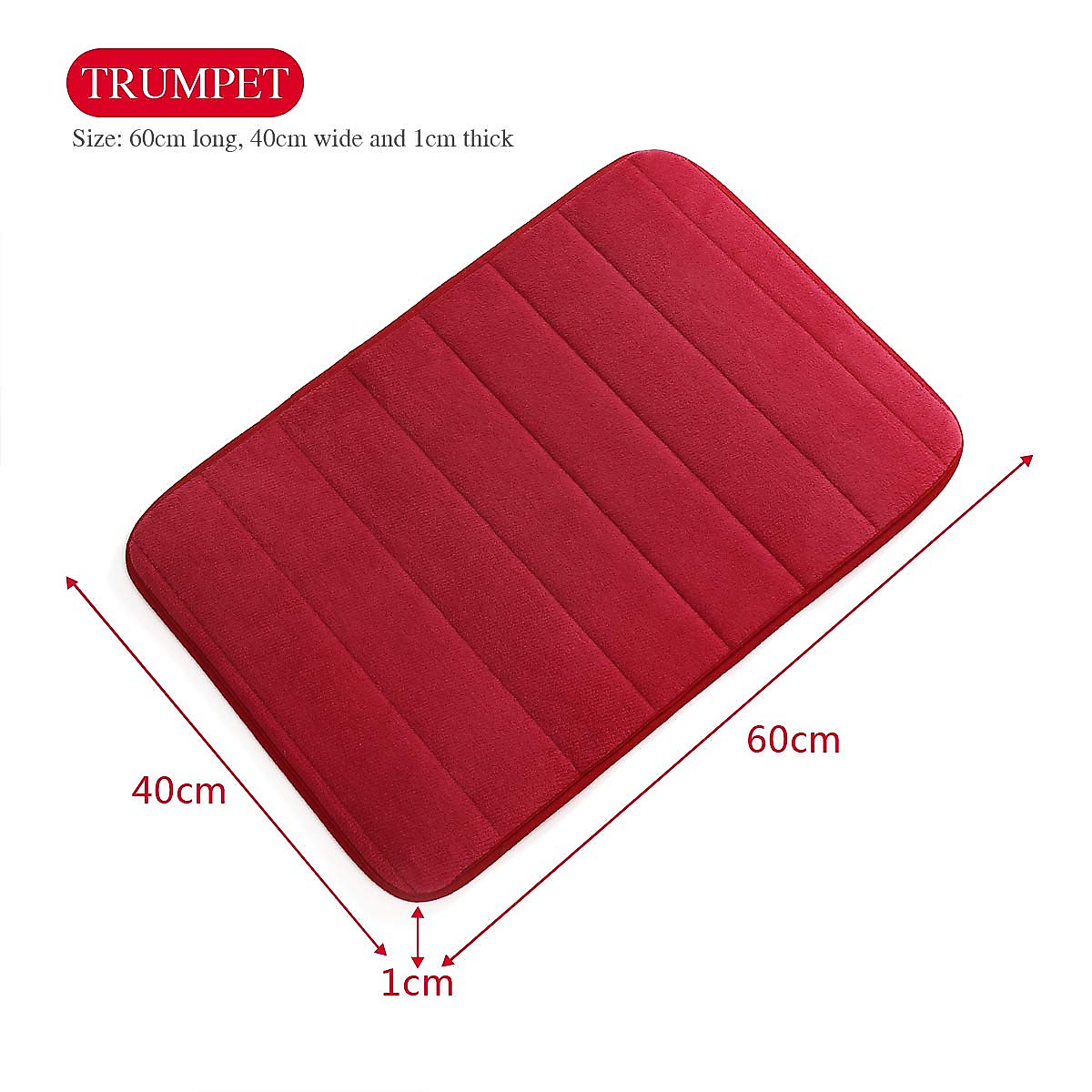 RED，Memory Foam Bath Mat Large Size 24 by 16 Inches, Comfortable, Soft, Maximum Absorbent, Non-Slip, Thick, Easier to Dry for Bathroom Floor Rug,