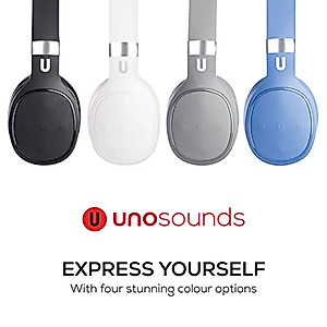 UNOSOUNDS On Ear Headphones, Wireless and Bluetooth, Noise Cancelling, Comfortable Design, Built in Mic and Wired Mode for Mobile, PC & TV, Includes 3.5mm Aux Cable and USB Charger (Grey)