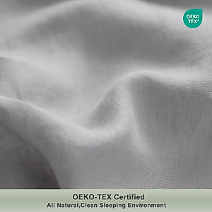 TOSMO 100% Linen Duvet Cover Set with Button Closure, 3 Pieces (1 Duvet Cover with 2 Pillowcases), Soft Breathable Durable Farmhouse Bedding - King, Soft Grey