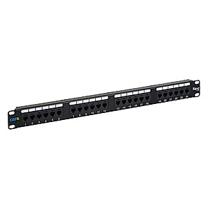 ICC CAT6 Patch Panel, UL Listed & PoE++ Rated Gigabit Applications, Rackmount 24 Port 1U 19-Inch Network Patch Panel with Rear 110 IDC Terminal Blocks for Gigabit Network Switch, Black