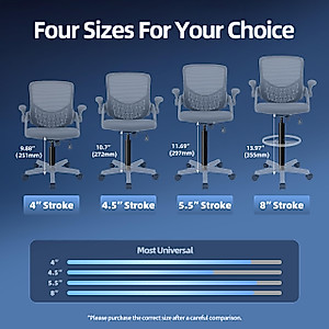 MASTERY MART Office Chair Gas Lift Cylinder Replacement, Heavy Duty 450LBs/204KGs, Universal Size Fits Most Office Chair and Swivel Chair, 4'' Length Extension (Matte Black)