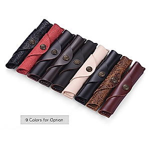 defen Leather Pen Case Fountain Handmade Sleeve Bag Pouch Protector for Single Pen Stylus Ballpoint 7 * 1.2''