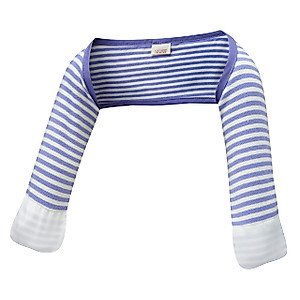 ScratchSleeves | Baby Boys' Stay-On Scratch Mitts | Stripes | Blue and Cream | 12-18m