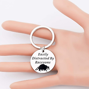 CENWA Raccoon Jewelry Easily Distracted By Raccoons Keychain Raccoon Lover Gift Raccoon Owner Gift (Raccoon K)