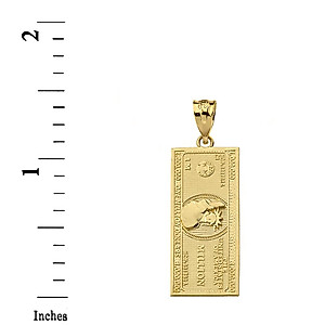 Solid 14k Yellow Gold One Million Dollar Bill Currency Pendant