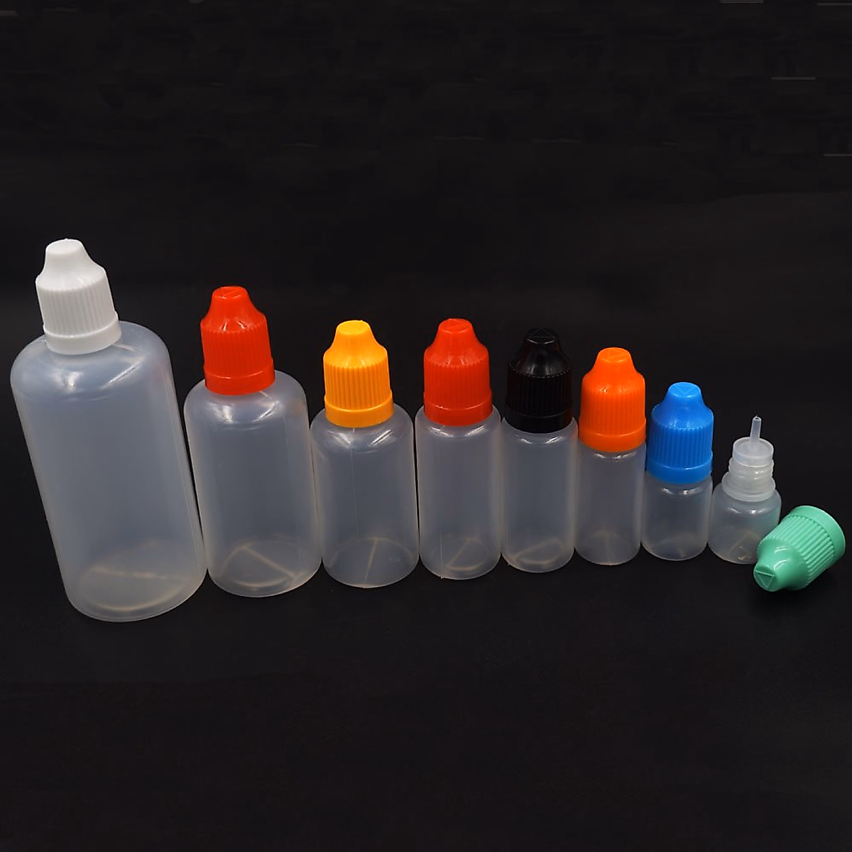 Bluemoona 20 Pcs - 100ml Empty Plastic Dropper Bottles Squeezable e-Juice E-Liquid Childproof Mix Colour Cap
